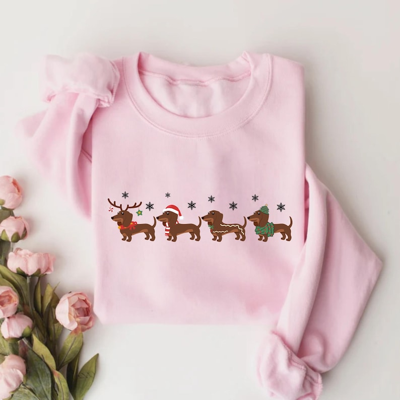 Dachshund Christmas Long Sleeve Shirt, Wiener Dog Holiday Shirt, Cute ...