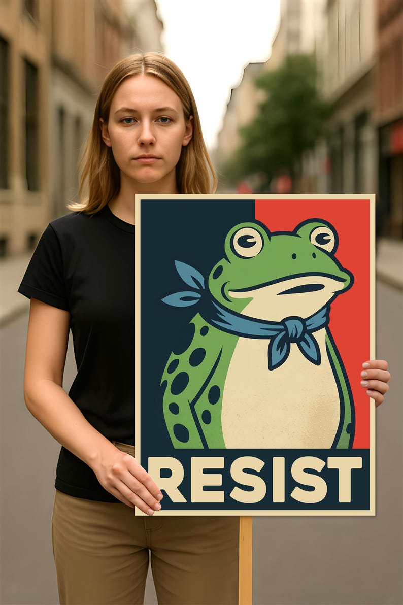 Portland Frog Anti-ice Protest Sign, Anti-trump, No Kings in America ...