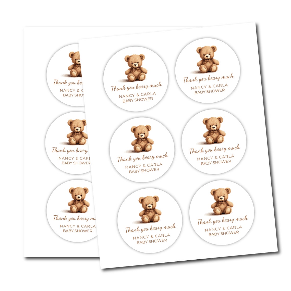 Personalized Thank You Beary Much Stickers, Custom Teddy Bear Stickers ...