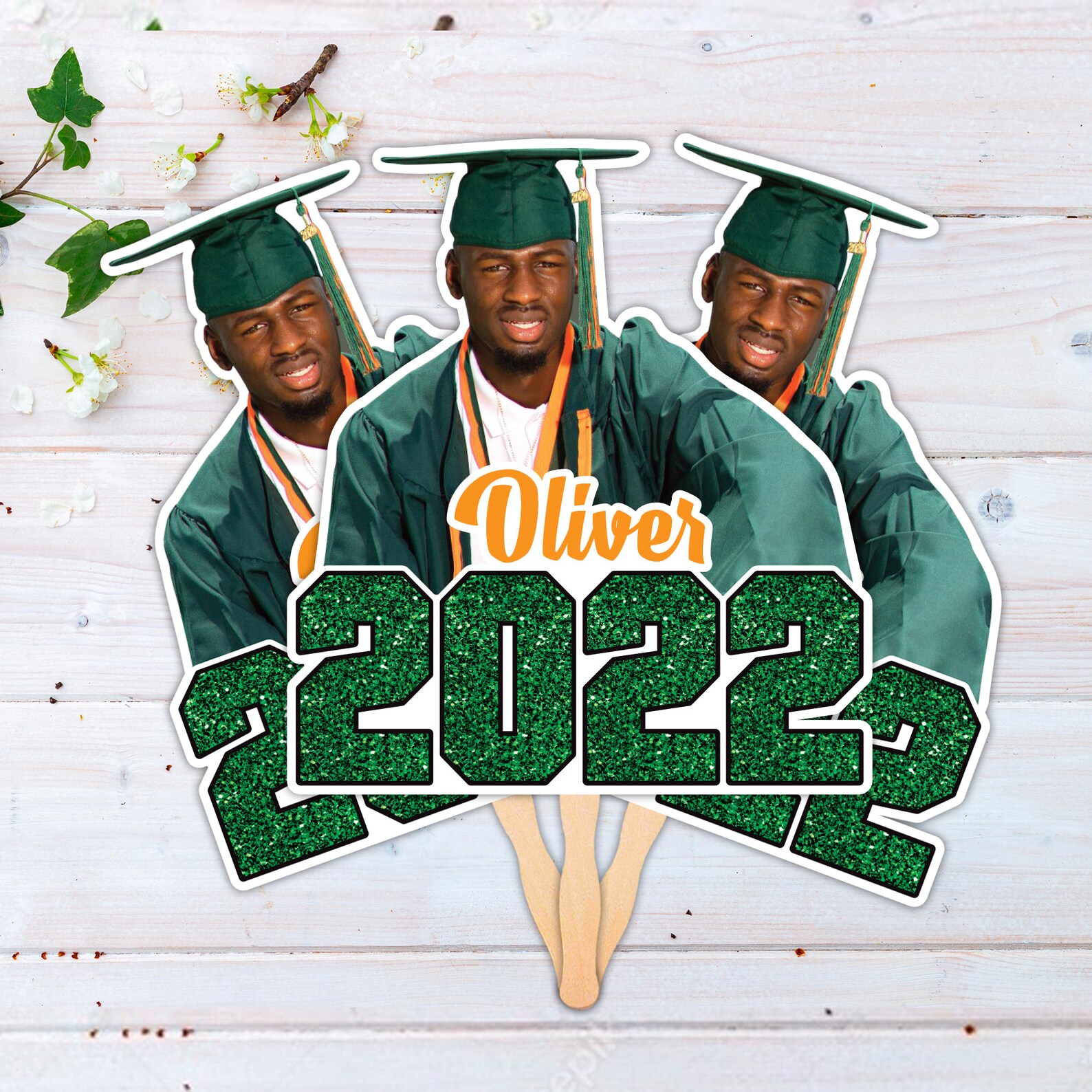 Custom Face Fans With Wooden Handle Graduation Head Grad - Etsy