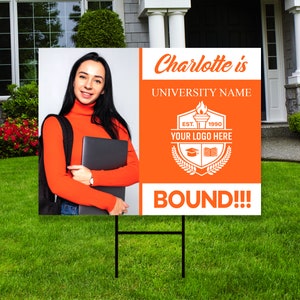 Personalized College Bound Yard Sign With Photo, College Logo Sign ...
