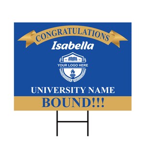 Personalized College Bound Yard Sign, College Logo Sign, Custom ...
