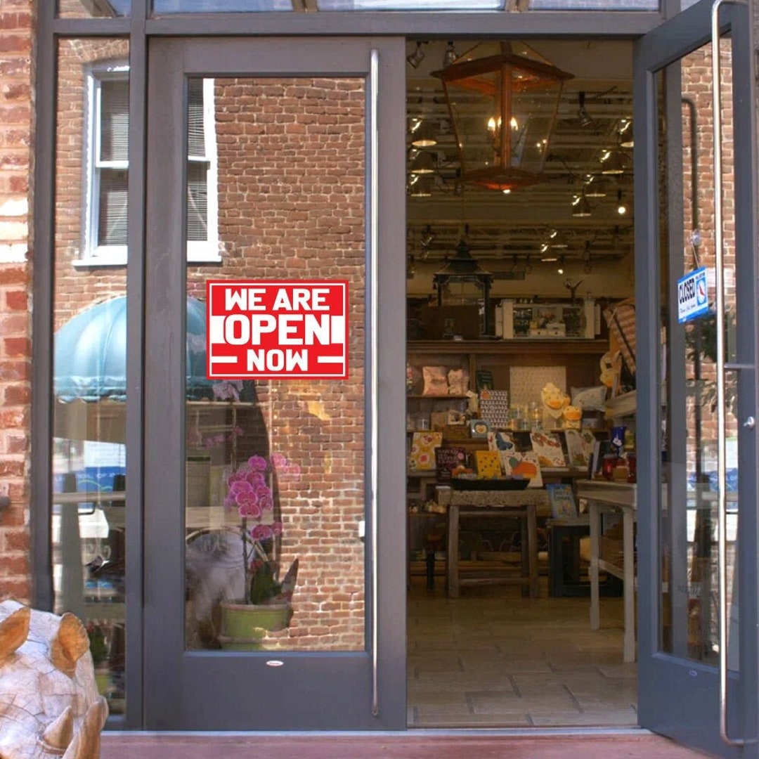 We Are Open Now Sign Sticker We Are Open Window Decal Adhesive Vinyl ...