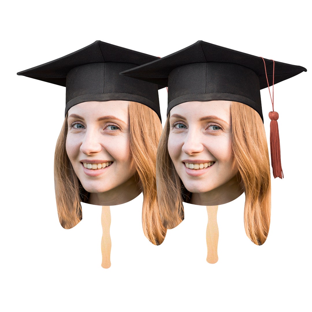 Custom Graduation Face Fans With Wooden Handle, 2026 Graduation Head ...