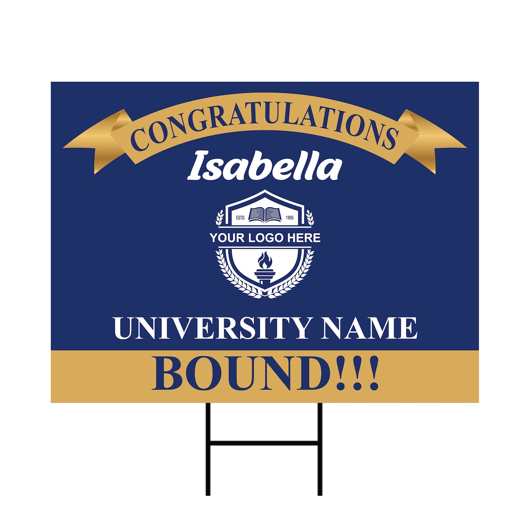 Personalized College Bound Yard Sign, College Logo Sign, Custom ...