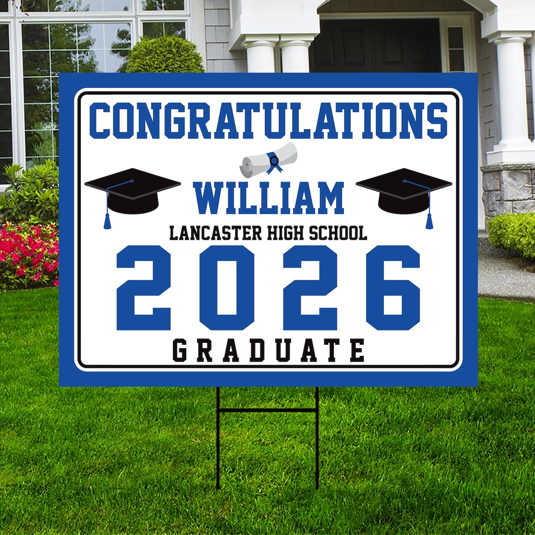 Custom Graduation Yard Sign 2026 - Coroplast Grad Sign, Class of 2026 ...
