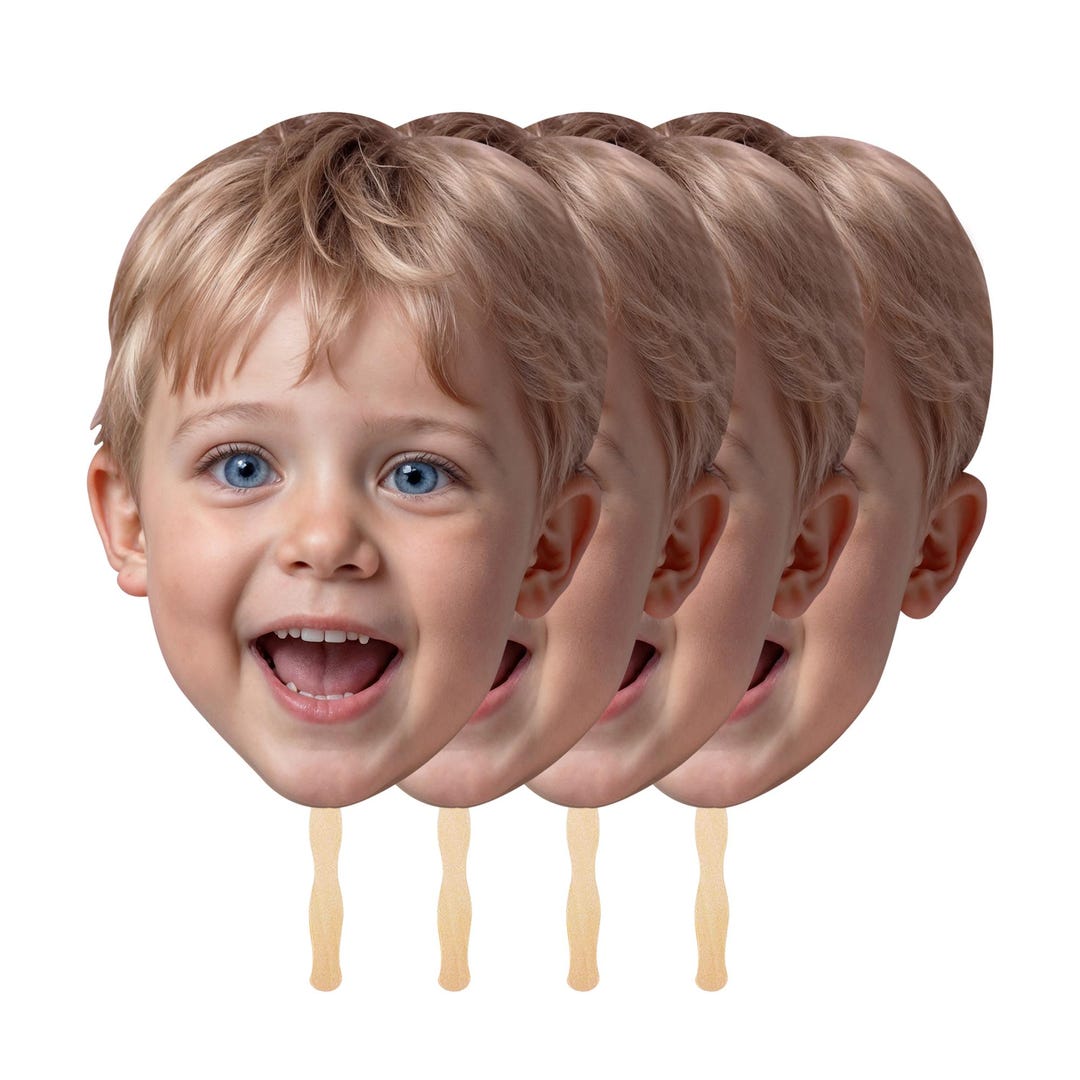 Custom Big Large Face Fans With Wooden Handle, Wedding Heads ...