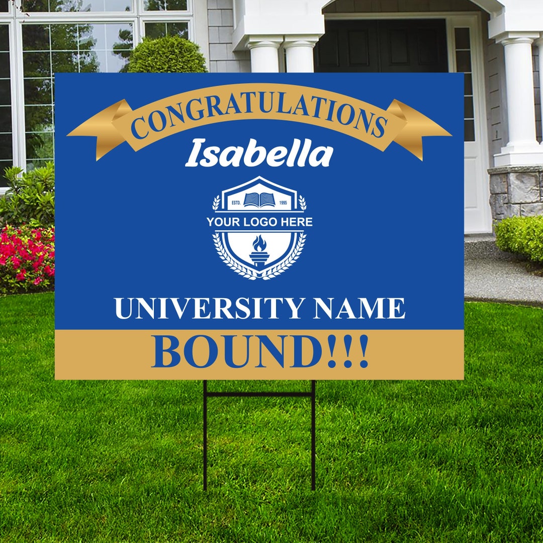 Personalized College Bound Yard Sign, College Logo Sign, Custom ...