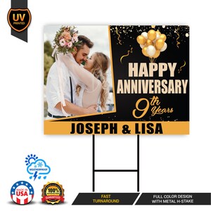 Custom Happy Anniversary Yard Sign - Coroplast Personalized Anniversary ...