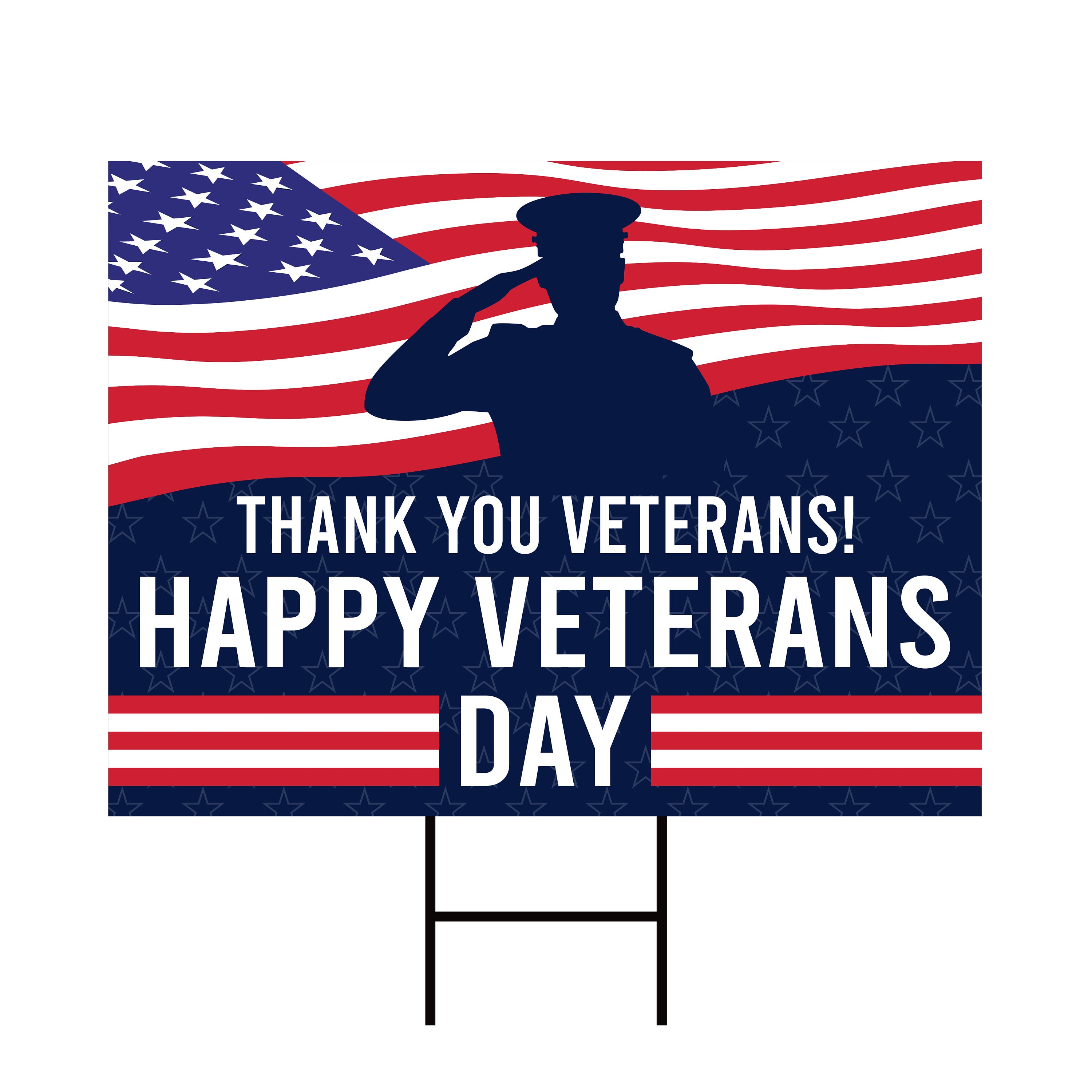 Veterans Day Yard Sign Decoration - Coroplast Happy Veterans Day Sign ...