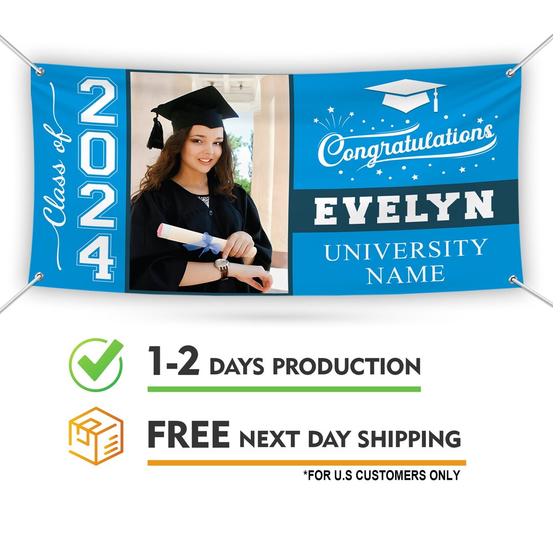 Graduation 2024 Personalized Banner Sign With Photo 13 Oz Heavy Duty ...