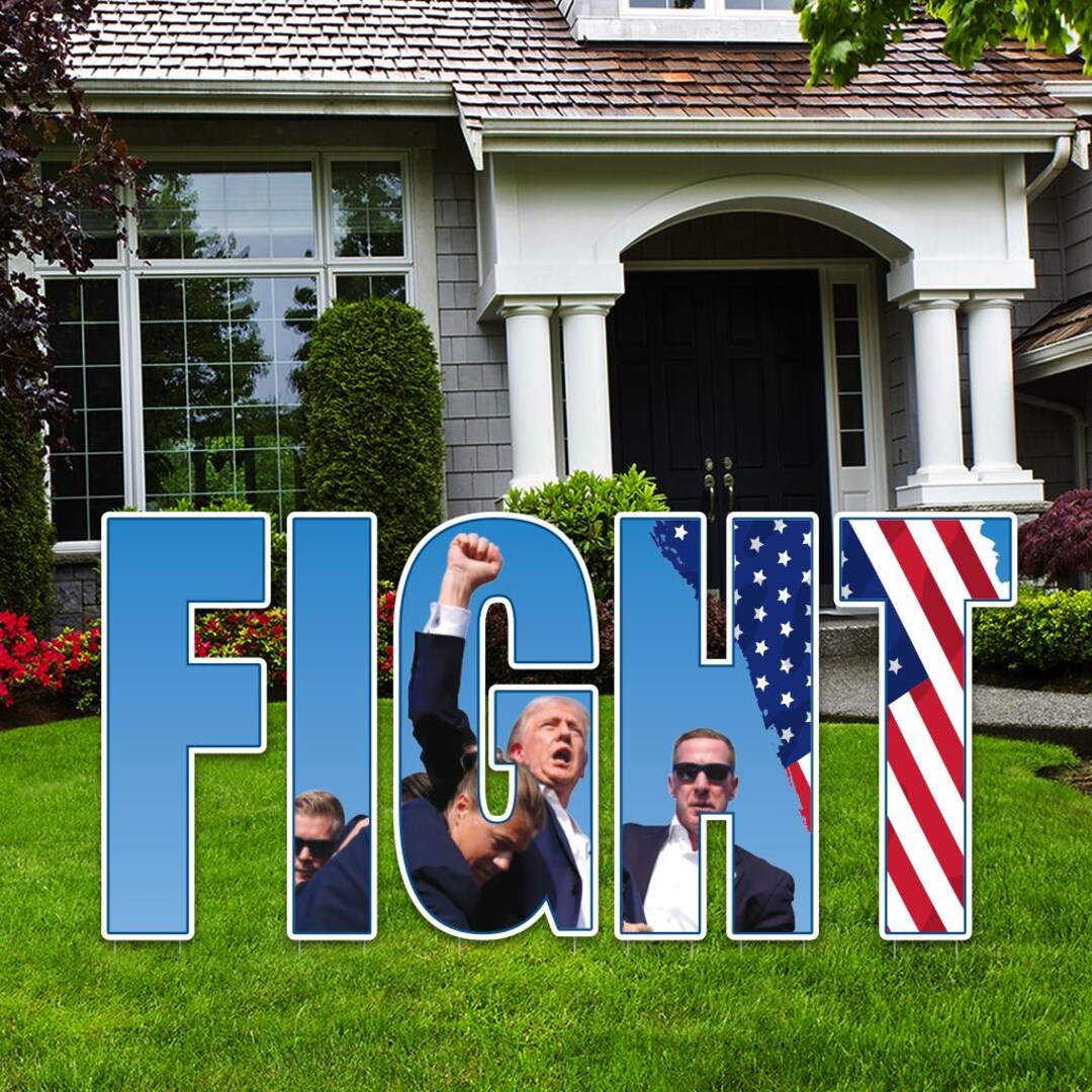 Trump Fist Pump FIGHT Yard Sign Cutouts, Trump Fight Outdoor Letters ...
