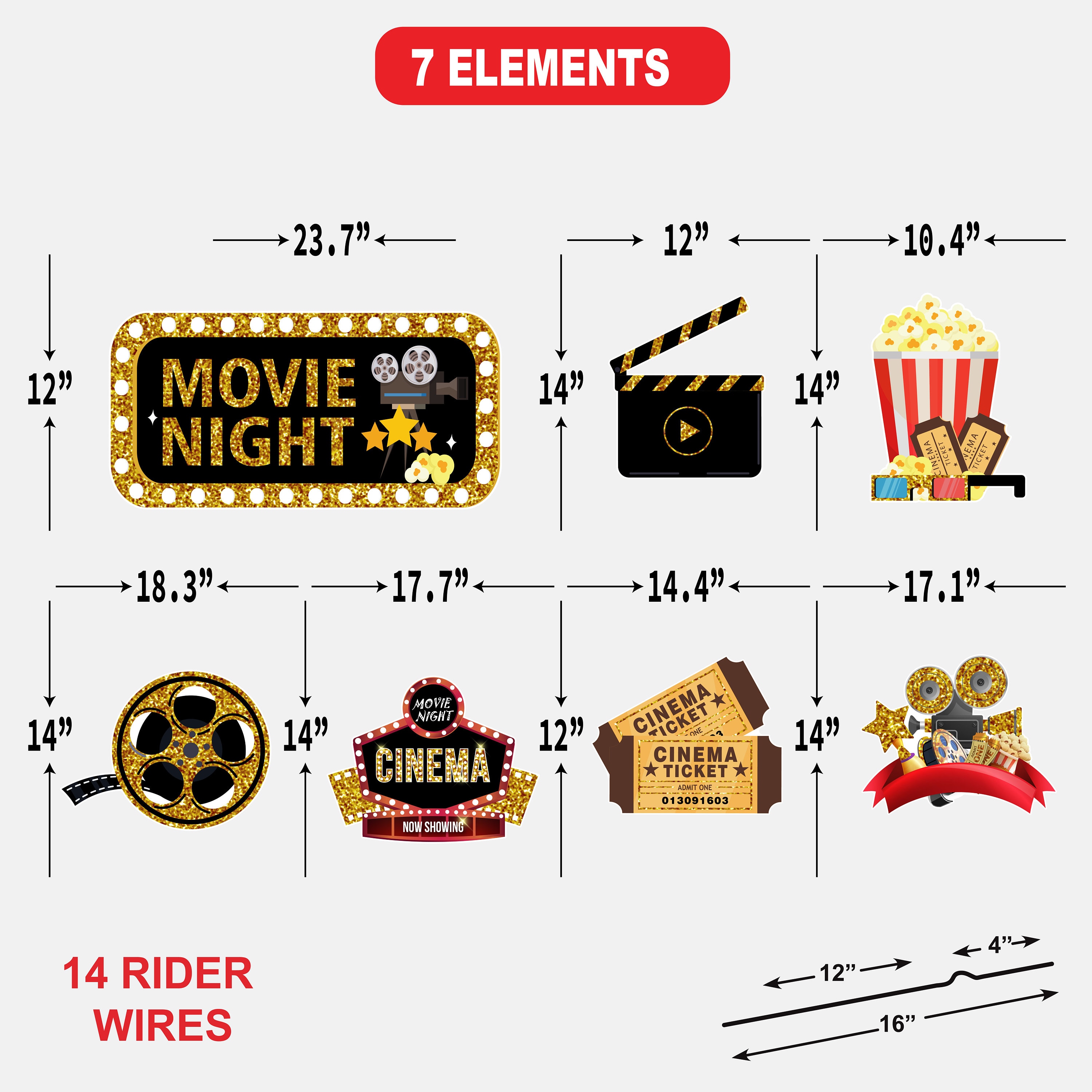 Movie Night Party Yard Sign Decorations, Movie Tickets Film Reel ...