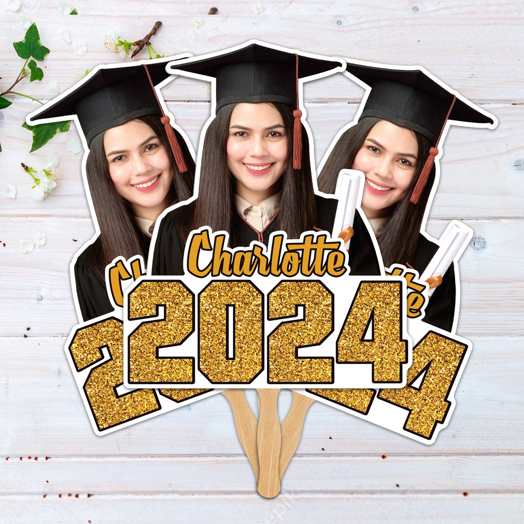 Custom Face Fans With Wooden Handle, Graduation Head, Grad Face Fans ...