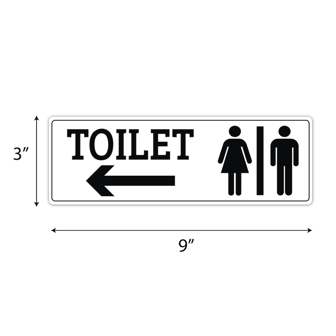 Toilet Sign With Arrow for Door or Wall 9" X 3", Easy to Mount Plastic ...