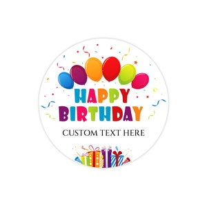 Personalized Happy Birthday Labels, Custom Birthday Stickers, Colorful ...