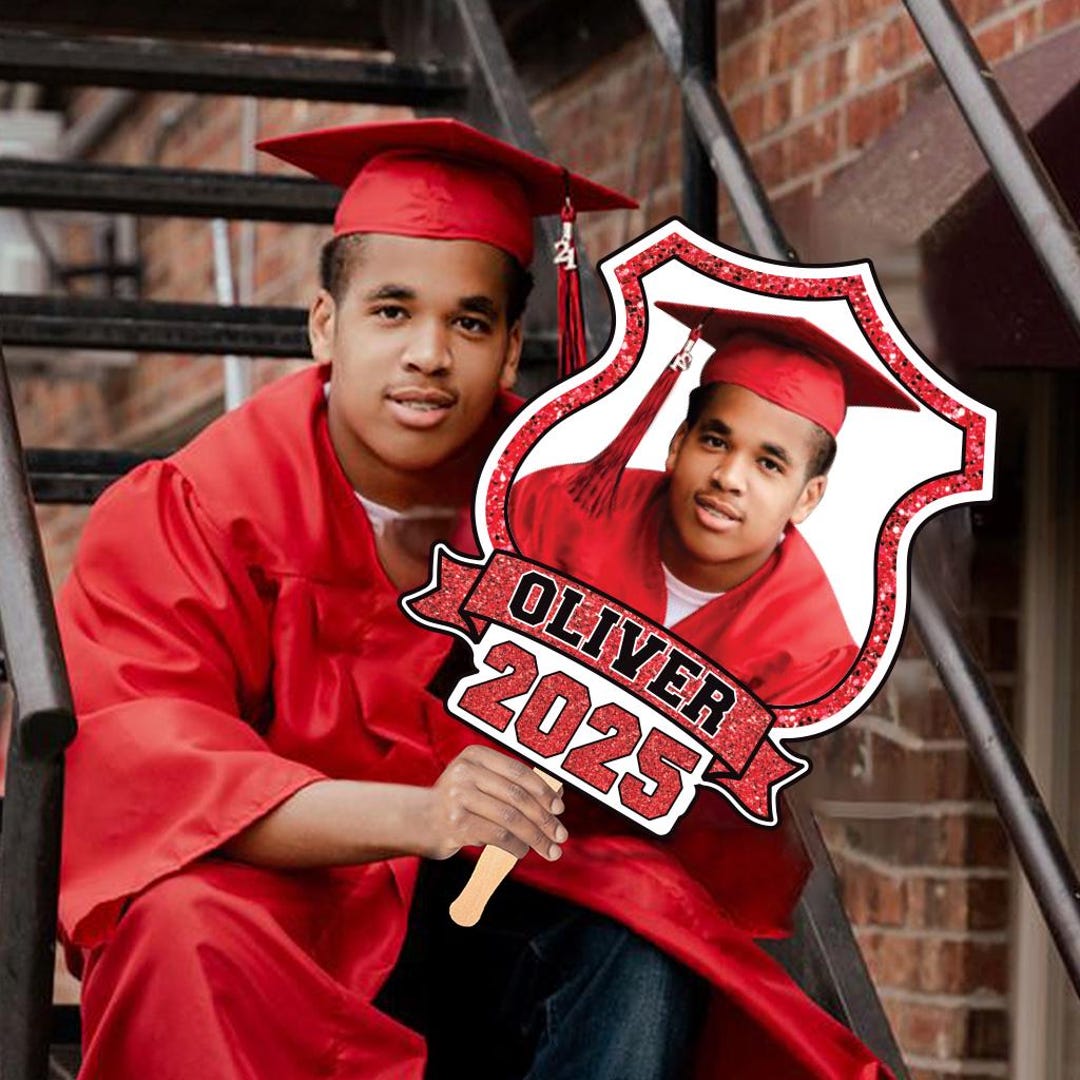 Custom Face Fans With Wooden Handle, Graduation Head, Grad Face Fans ...