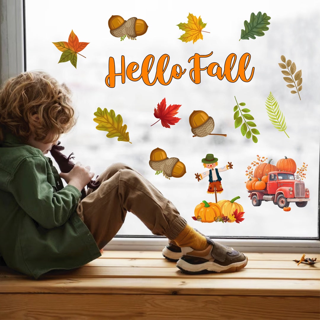 Fall Thanksgiving Decorations Window Cling Vinyl Stickers, Autumn ...