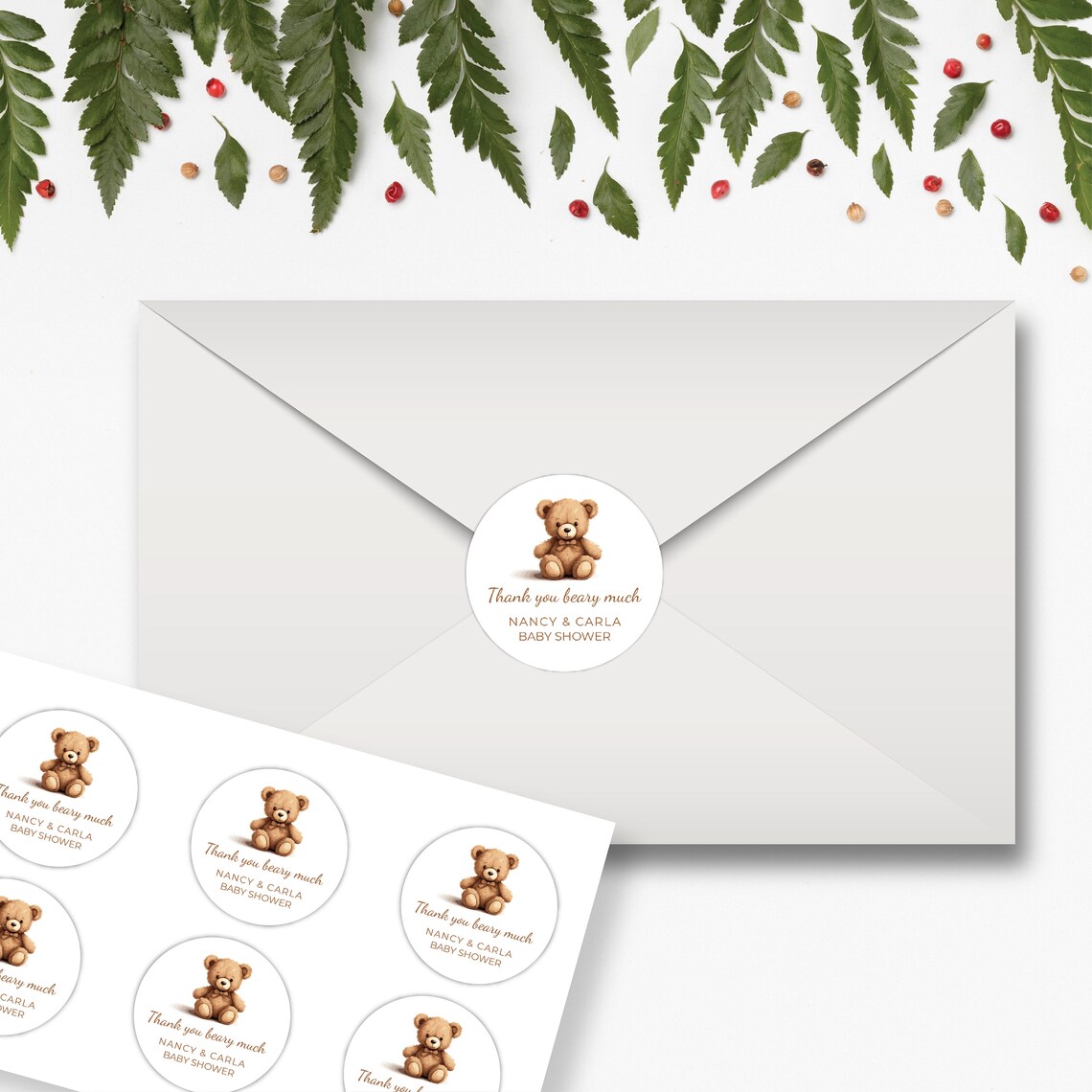 Personalized Thank You Beary Much Stickers, Custom Teddy Bear Stickers ...