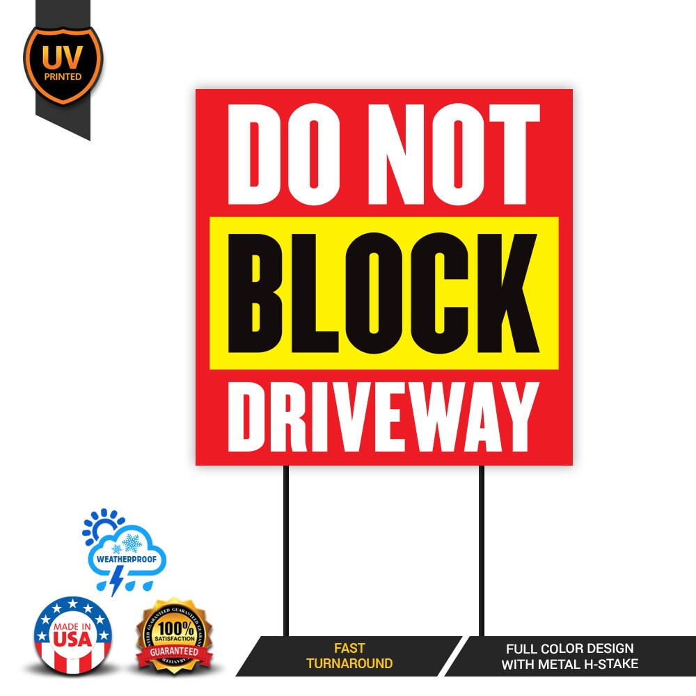 Pack of 3 Do Not Block Driveway Yard Sign - Coroplast Long Lasting Rust ...