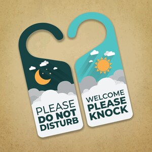Welcome/do Not Disturb Door Hanger Sign - PVC Double-sided Door Knob ...