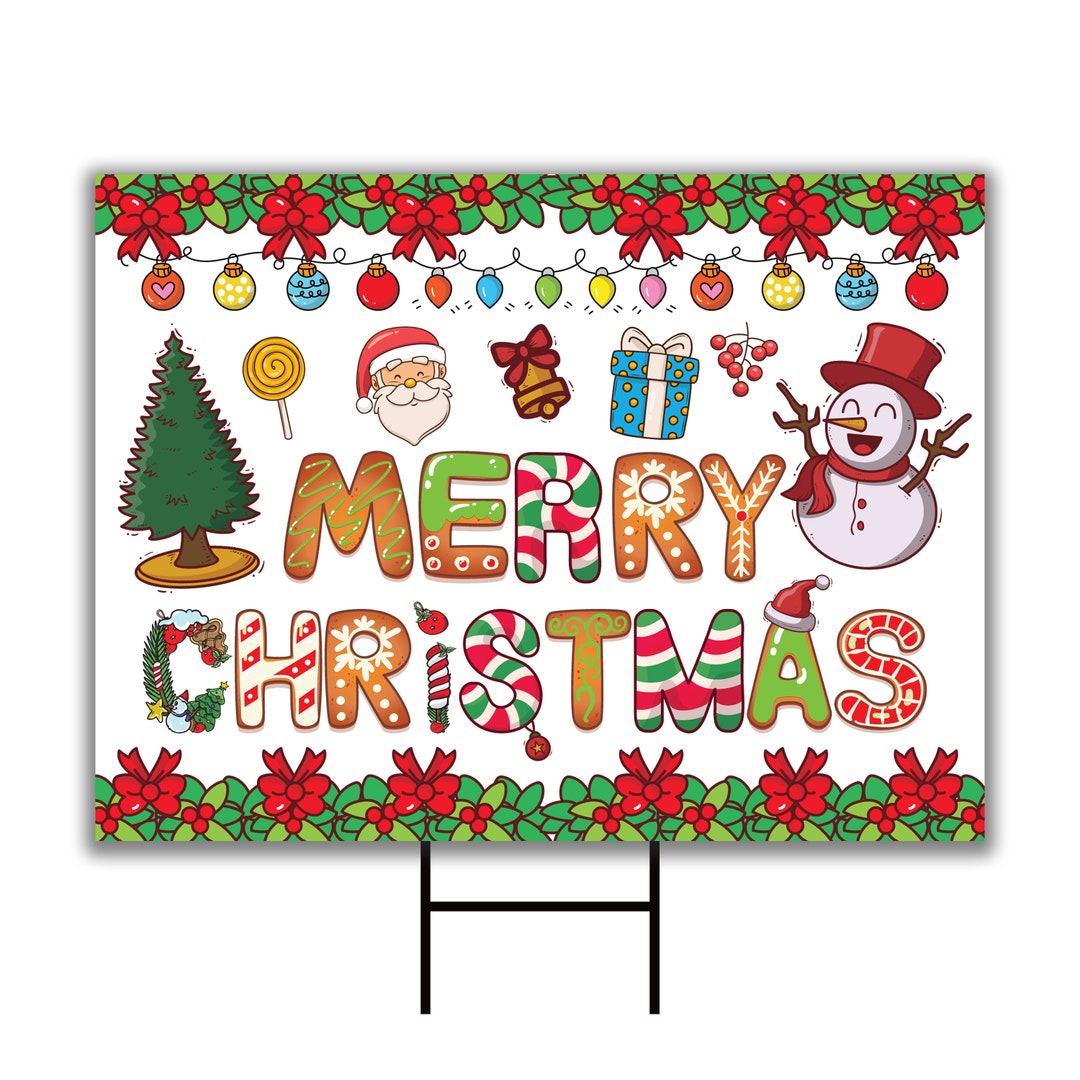 Merry Christmas Yard Sign, Christmas Santa Claus Winter Decoration ...