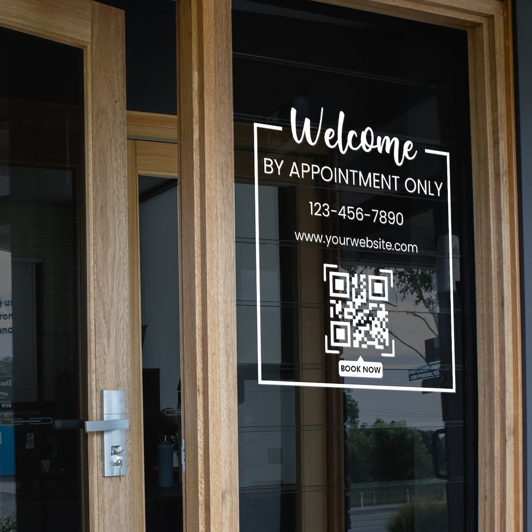Custom QR Code Business Decal, Storefront Welcome Sign Static Window ...