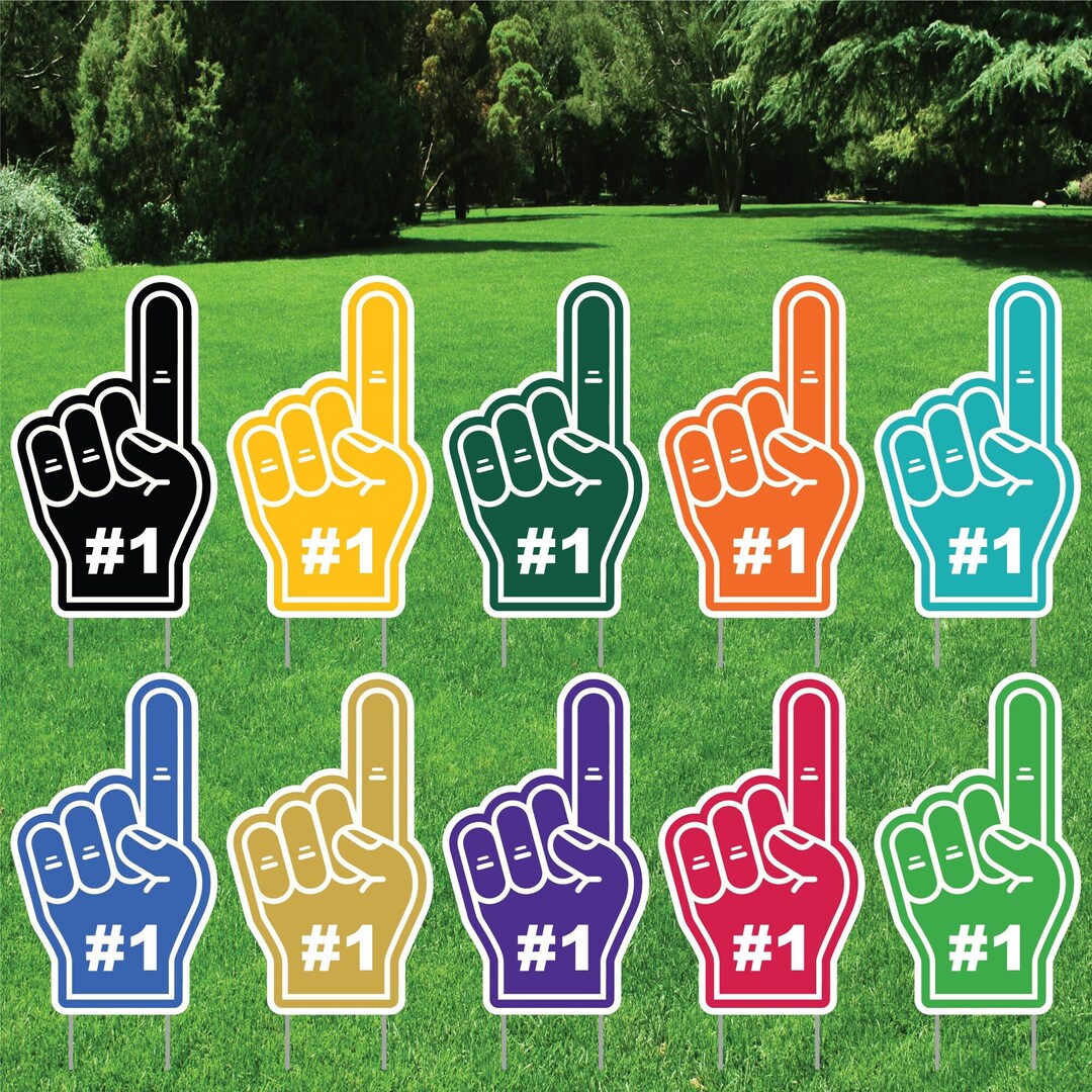 Sports Fan Finger Yard Sign 24" X 14", Custom Name, Number, Logo Colors ...