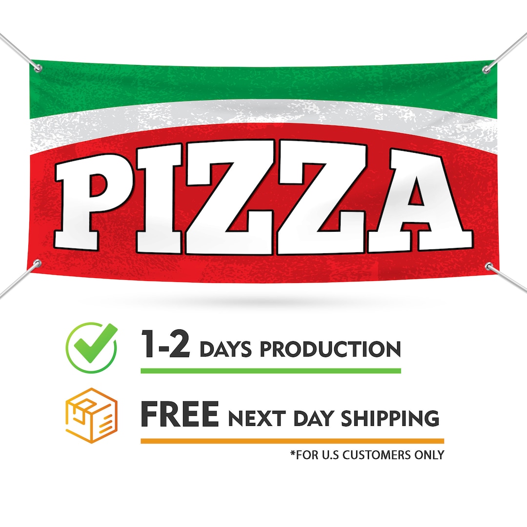 Fresh Pizza Banner Sign - 13 Oz Heavy Duty Waterproof Fresh Pizza Vinyl ...