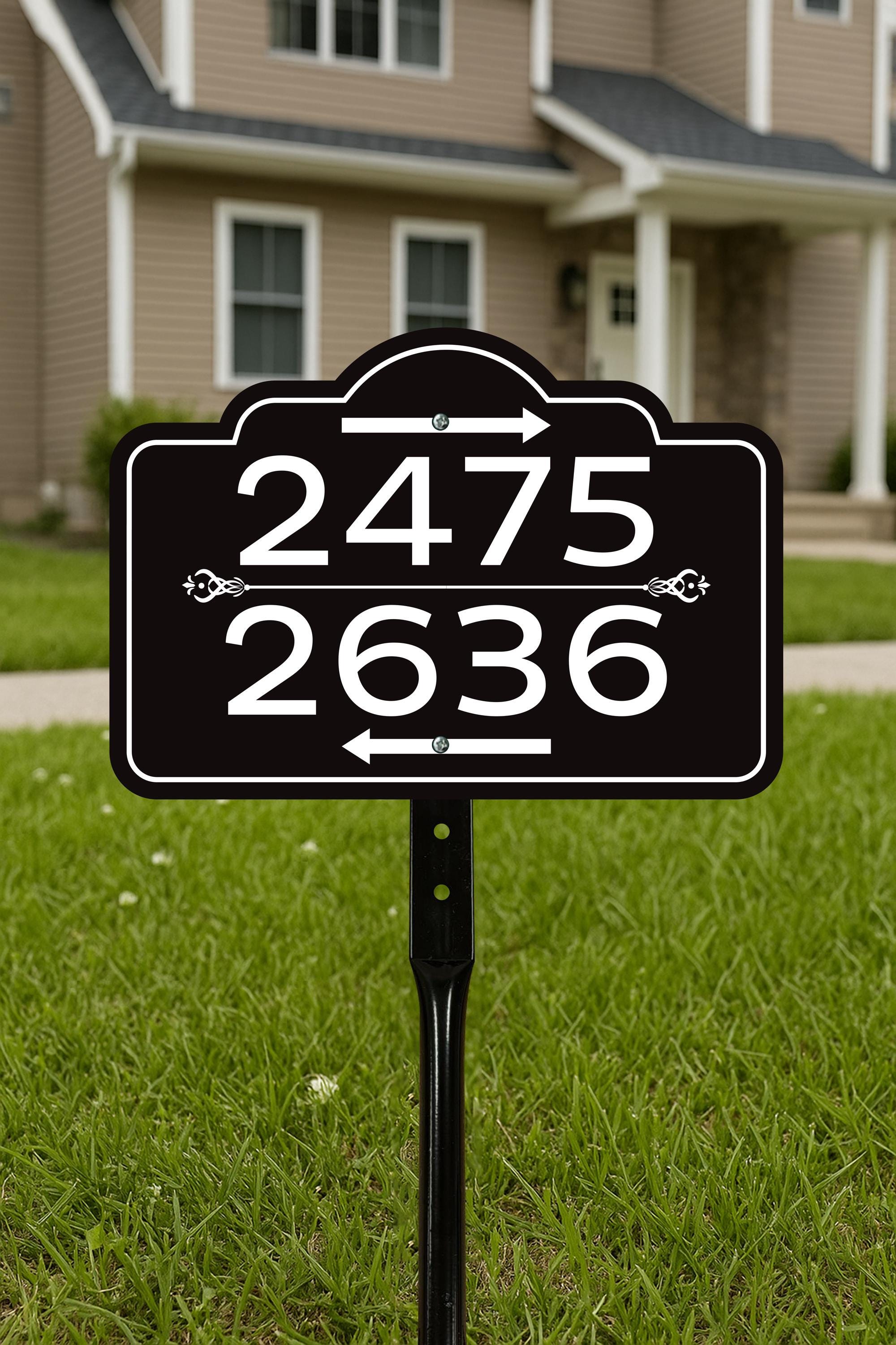 Custom House Number Yard Sign With Arrows, Multiple Address Directional ...