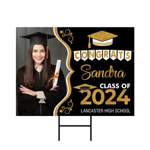 Personalized Graduation Yard Sign 2024 With Photo, 2024 Senior Grad ...