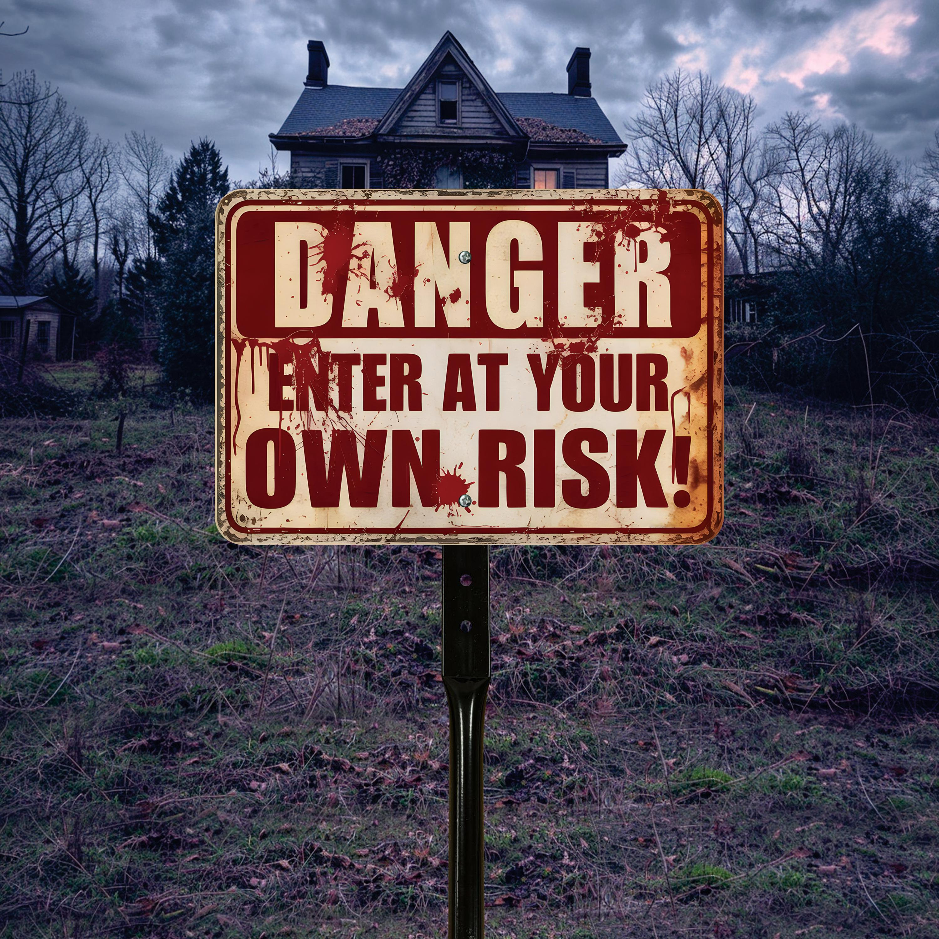 Halloween Enter at Your Own Risk Yard Sign With 16" Stake, Scary Bloody ...