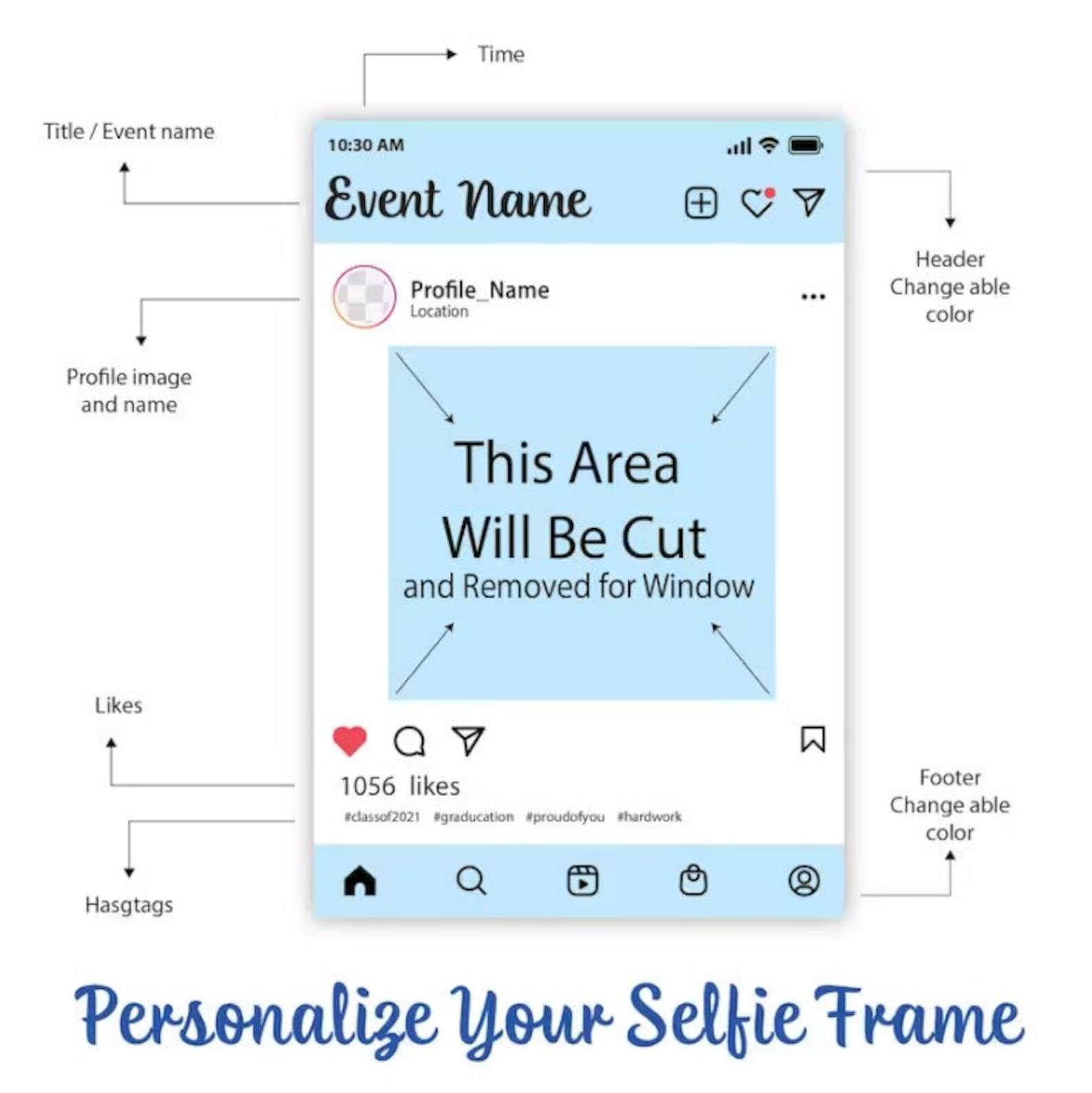 Personalized Selfie Frame, Instagram Selfie Frame, Graduations Parties ...