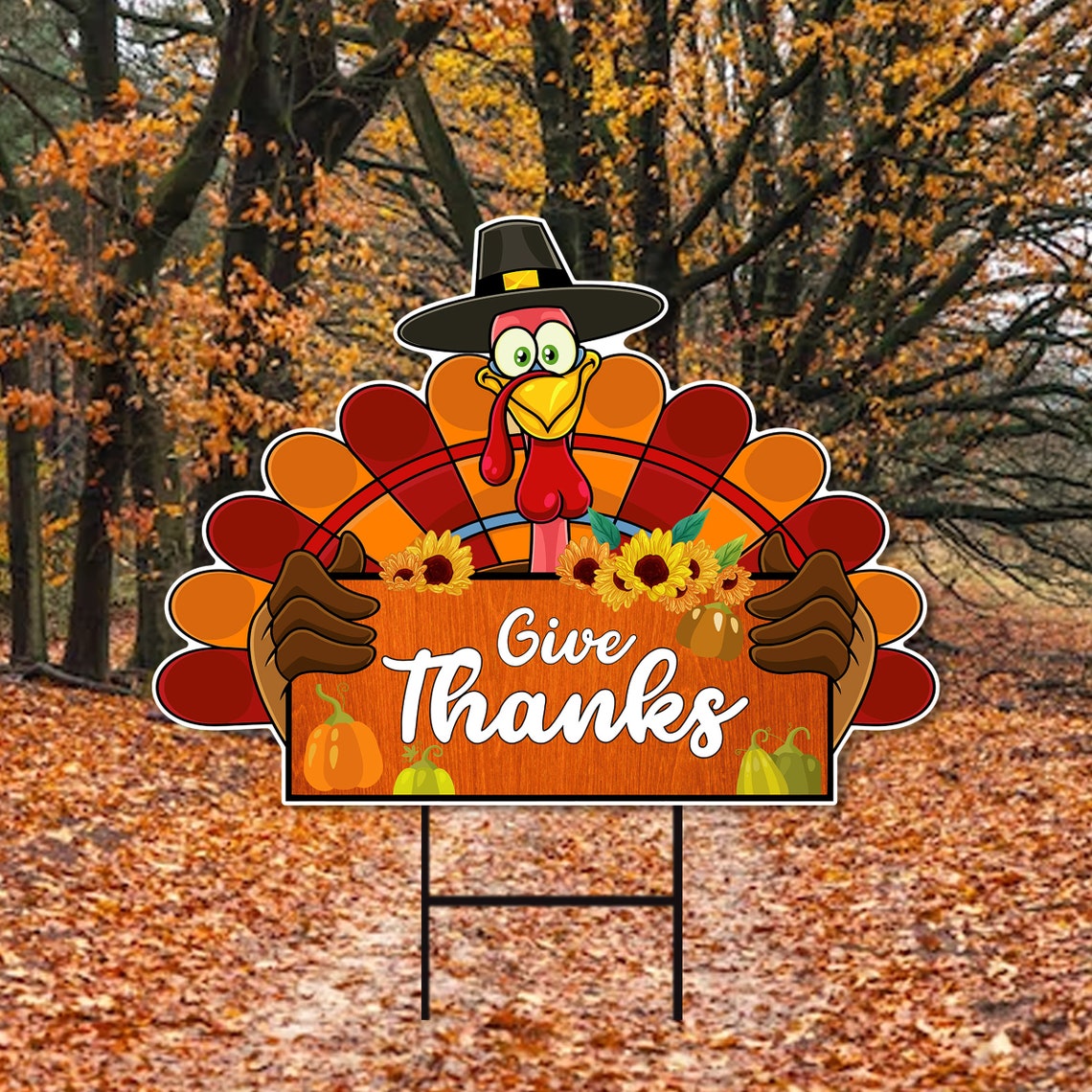 Thanksgiving Turkey Yard Sign 24" X 18" - Coroplast Gobble Sign Give ...