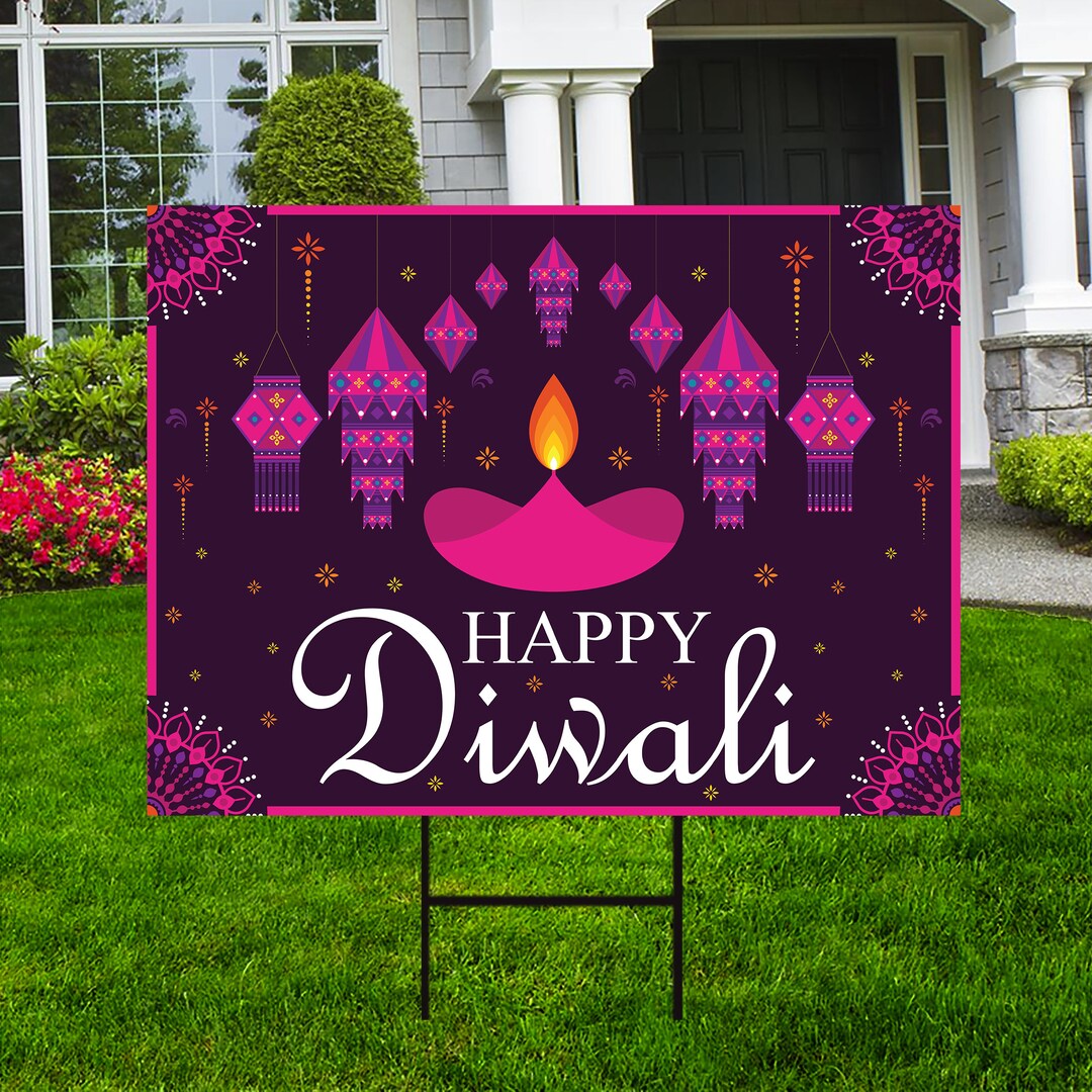Happy Diwali Yard Sign Decor Coroplast Indian Diwali Festival - Etsy