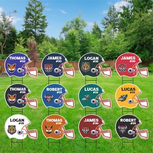 Personalized Football Helmet Yard Sign 24" X 18", Custom Name, Number ...