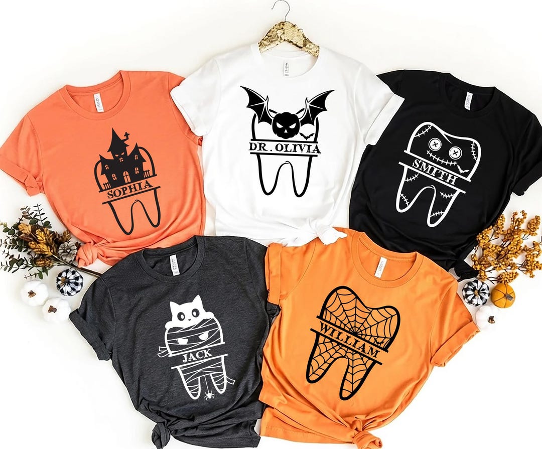 Personalized Halloween Tooth Shirt, Dental Squad Funny Shirt, Dental ...