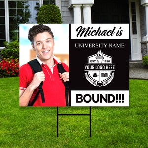 Personalized College Bound Yard Sign With Photo, College Logo Sign ...