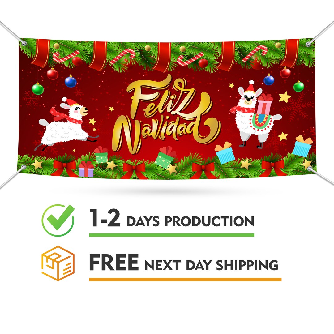 Feliz Navidad Banner Sign 13 Oz Heavy Duty Holiday Sign Banner ...