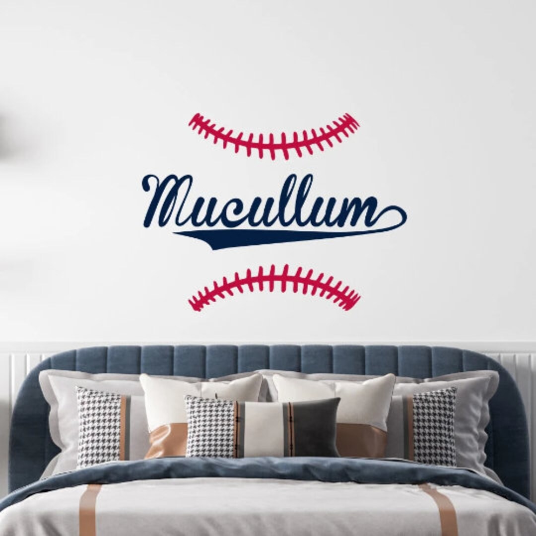 Personalized Baseball Name Wall Decal - Boys Girls Custom Name Baseball ...