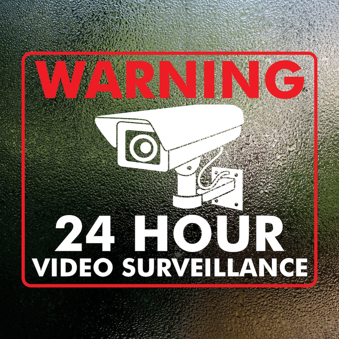 24 Hour Video Surveillance Sign Sticker - Security Sign Waterproof ...