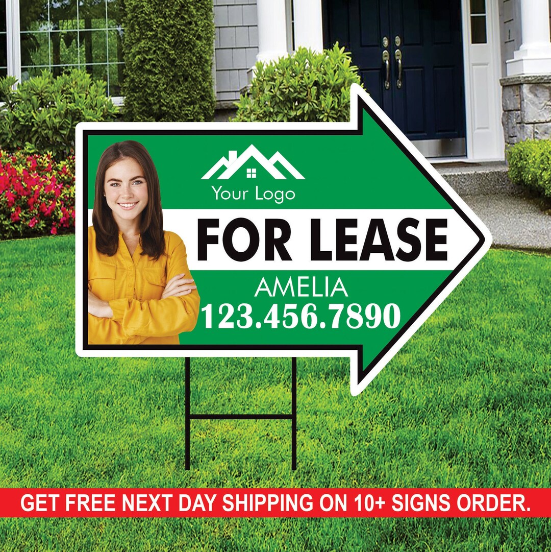 Custom for Lease Arrow Yard Sign 18" X 24", 2 Sided Add Your Text, Logo ...