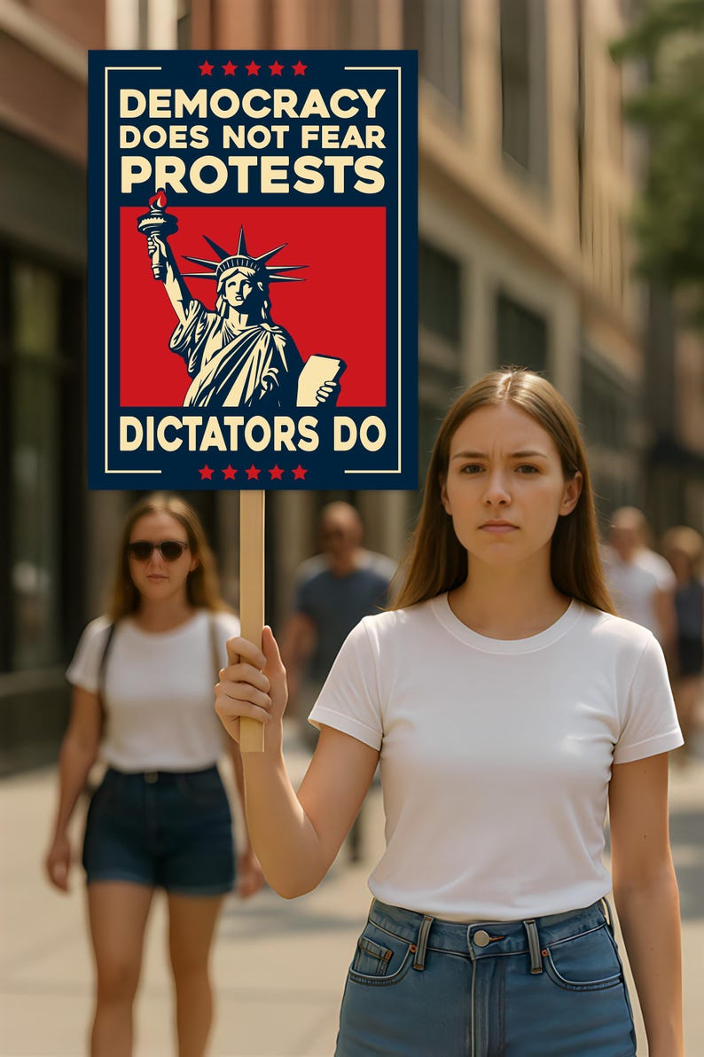 Statue of Liberty Protest Sign, Anti-trump, No Kings in America ...