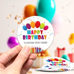 Personalized Happy Birthday Labels, Custom Birthday Stickers, Colorful ...
