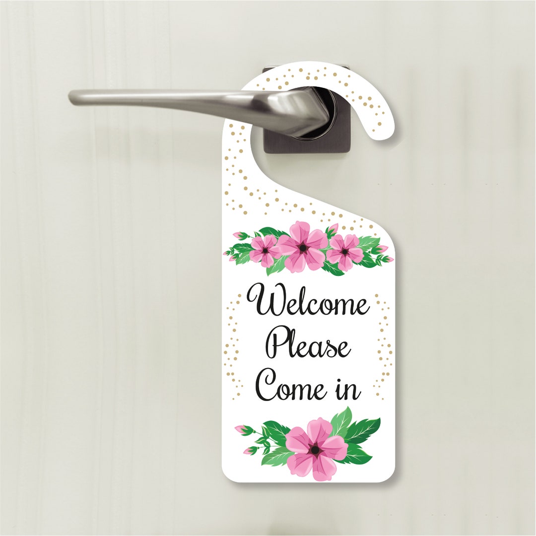 Welcome Please Come in Door Hanger, Welcome Doorknob Sign, PVC Door ...