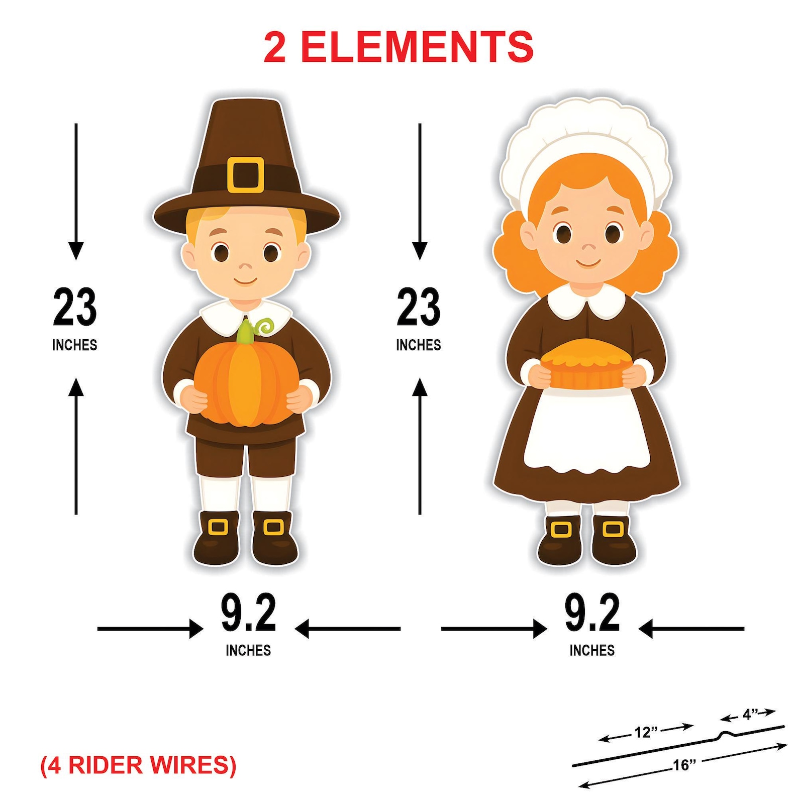 Thanksgiving Pilgrim Yard Signs With Metal Stakes, Harvest Boy and Girl ...