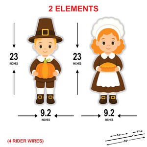 Thanksgiving Pilgrim Yard Signs With Metal Stakes, Harvest Boy and Girl ...