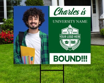Personalized College Bound Yard Sign, College Logo Sign, Custom ...