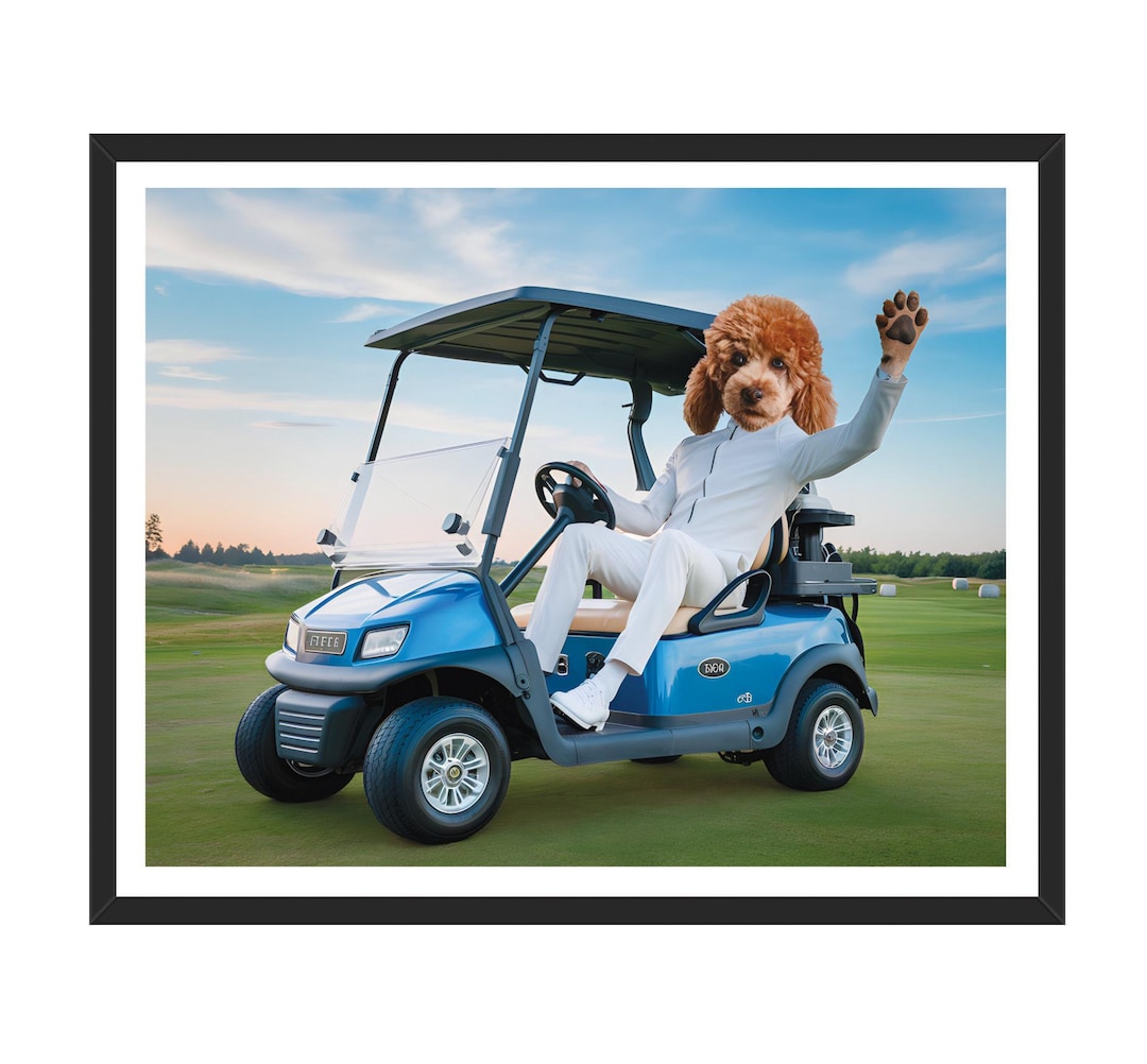 Personalized Golfer Dog Portrait, Custom Pet Wall Art, Funny Golf Gifts ...
