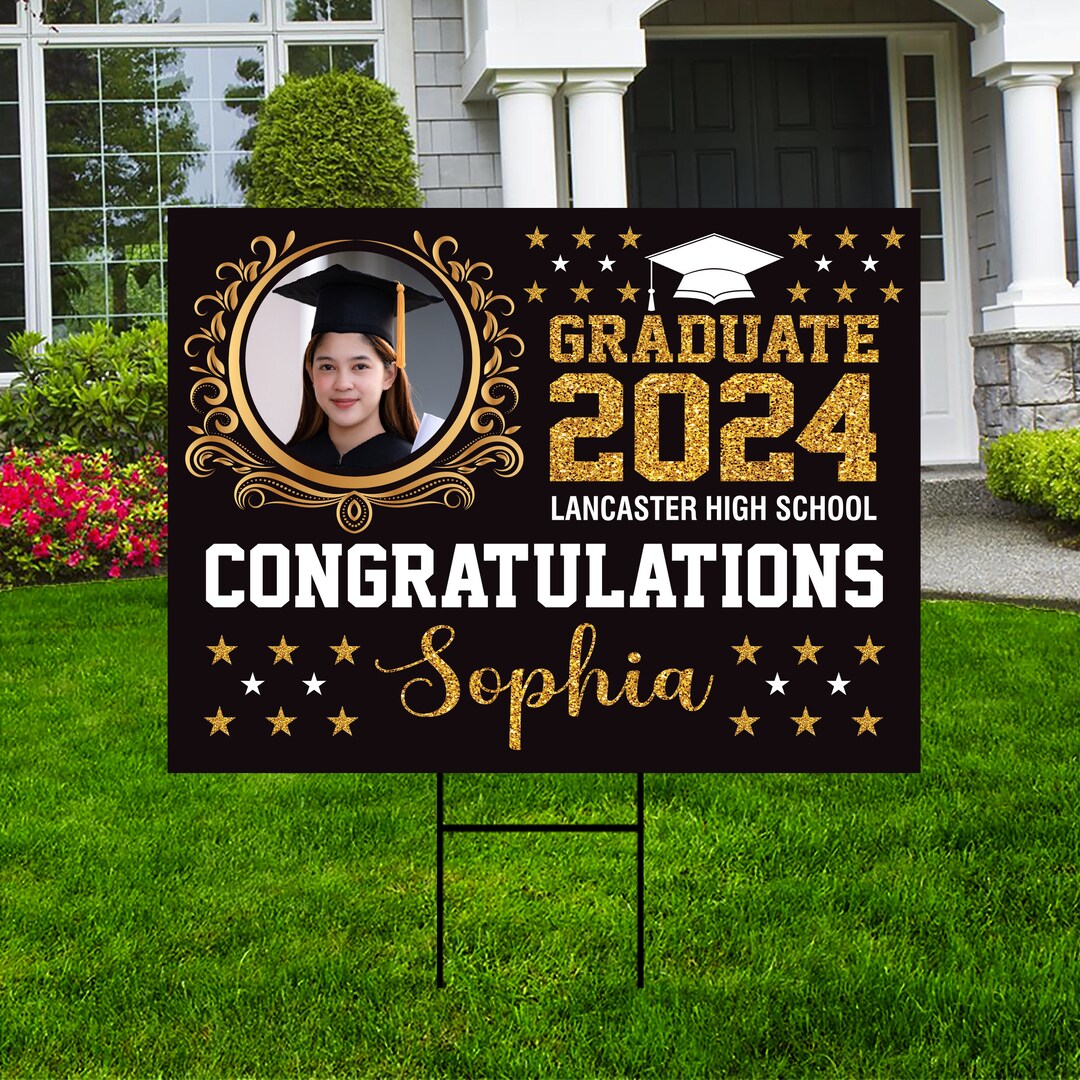 Personalized Graduation Yard Sign 2024 With Photo High School College ...